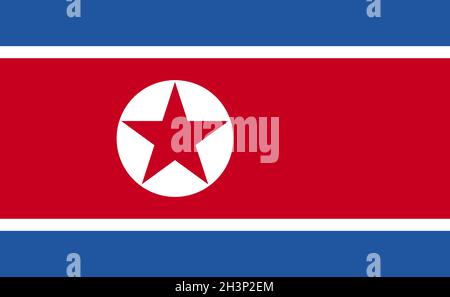 DPRK national flag in exact proportions - Vector illustration Stock ...