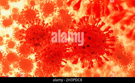 Coronavirus 2019-nCov Microscope virus close up. 3d rendering Stock ...