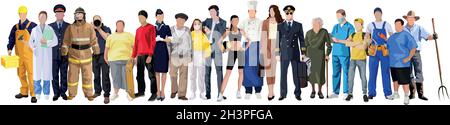 Set of 21 pcs people of different professions on a white background ...