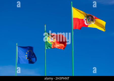 Nazare Portugal Flags Stock Photo - Alamy