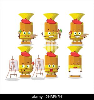Artistic Artist of orange air horn cartoon character painting with a ...