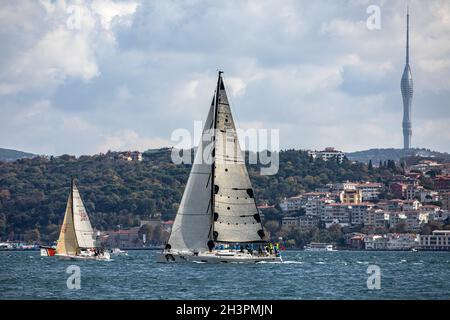 People compete with their sailboats during the Turkey's 2nd ...