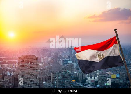 An ancient old Egyptian flag from Muhammad Ali Pasha era with a ...