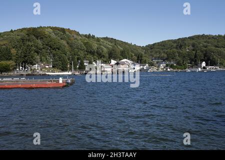 nojiri, nagano, japan, 2021-20-10 , Nojiri lake in Nagano, Japan Stock ...