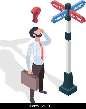 Cartoon of Businessman Choosing Right Direction Stock Vector Image ...