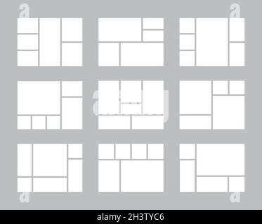 Set of square or rectangle photo collage templates. Photos grid picture ...