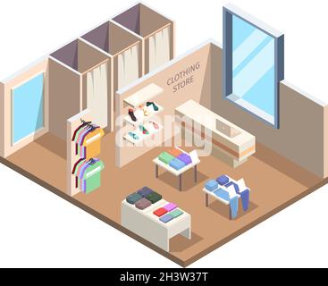 Isometric clothing store design Vector illustration Stock Vector Image ...