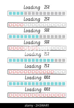 Updated progress circle bar set icon vector. Loader symbol button. Load progress bar for app ...