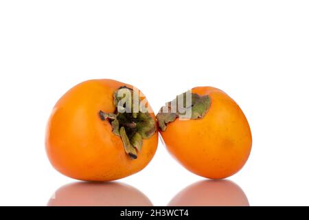 Two ripe sweet persimmons, close-up, isolated on white Stock Photo - Alamy