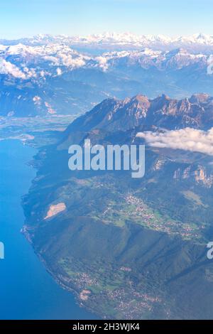 Top view on lake Geneva, Switzerland on a nice sunny day Stock Photo ...