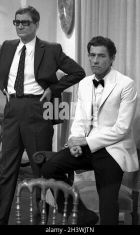 Romanian actors Radu Beligan & Nicolae Radu during the filming of the ...