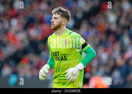 Daniel Grimshaw #32 of Blackpool in action during the game Stock Photo ...