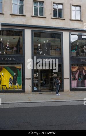 Exterior of Prada, an Italian designer fashion store in Old Bond Street ...