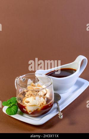 Affogato (Italian for drowned) is an Italian coffee dessert Stock Photo ...
