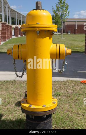 hydrant or fire outlet in building corridor on a brown marble wall ...