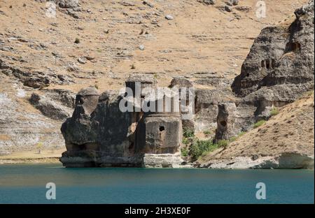 Tombs of Assyrian kings by the Tigris river, Egil, Diyarbakir province ...