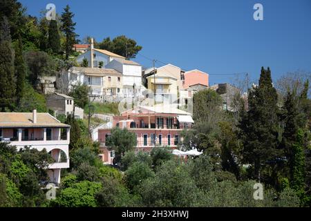 Chlomos, a mountain village on Corfu Stock Photo - Alamy