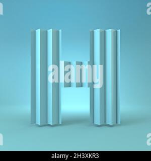Cold blue font Letter H 3D render illustration on blue background Stock ...