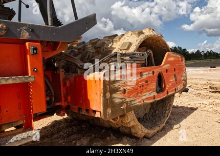 Yellow wheel loader back view isolated on white background Stock Photo ...