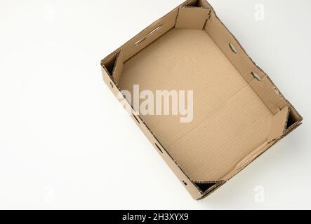 Open empty cardboard box without bottom. Isolated on white background ...