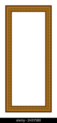Rectangular empty wooden and gold gilded frame isolated on white ...
