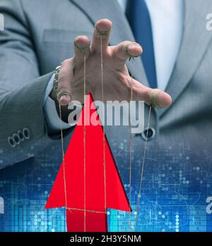 The hand supporting the growth chart line Stock Photo - Alamy