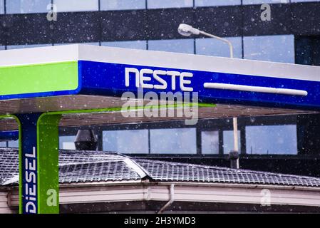 RIGA, LATVIA. 16th February 2018. NESTE company logo. NESTE is Finnish ...