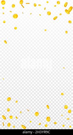 Chinese yuan coins falling. Delicate scattered CNY coins. China money ...