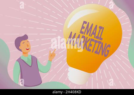 Hand writing sign Email Marketing. Business overview Sending a ...