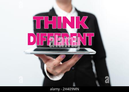 Text sign showing Think Different. Internet Concept unusual method or ...