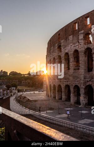 Colosseum at sunset Rome Italy. vertical view Stock Photo - Alamy