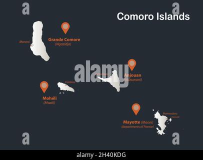 Infographics of Comoro Islands map, Union of the Comoros, vector Stock ...