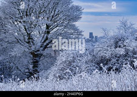 Snowy Durham Cathedral, UK Stock Photo - Alamy