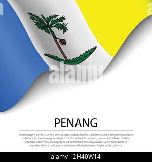 waving flag of Penang is a region of Malaysia on transparent background ...