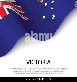 Waving ribbon or stripe with flag of Victoria is a state of Australia ...