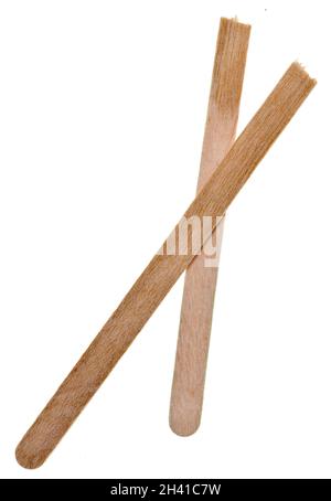 Broken wooden ice cream sticks on white background with clipping path ...