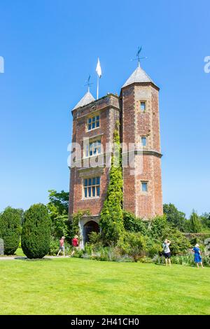 tower in National trust Sissinghurst castle herb garden Kent Stock ...