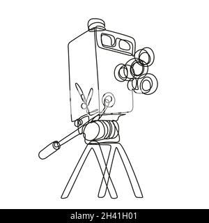 Continuous line drawing of a camera Stock Photo - Alamy