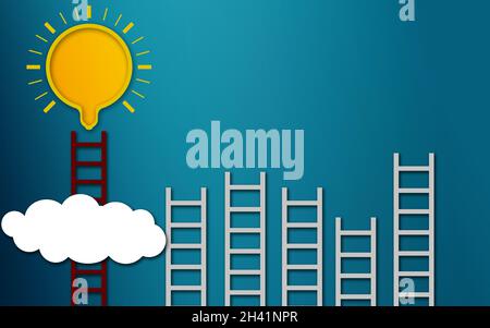 Red ladder to light bulb Stock Photo - Alamy