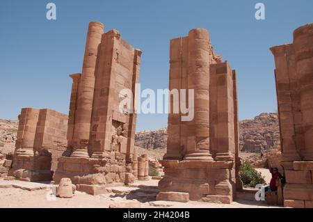 The Colonnaded Path and The Great Temple Complex, Petra, Jordan, Middle ...