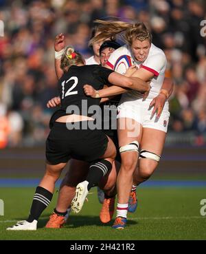 England's Zoe Aldcroft (right) during a training session at The ...