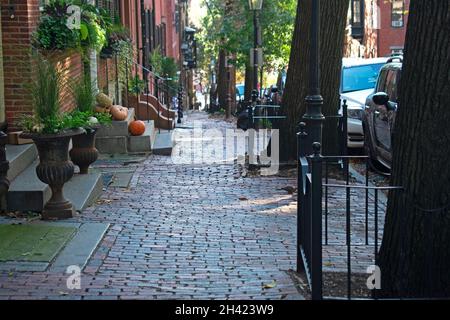 Cobblestone streets and alleyways framed by old brick buildings in ...