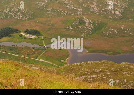 Stack Lodge on the Reay Forest estate seen from Loch Stack, Sutherland ...