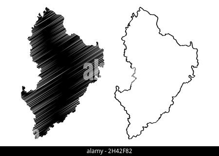 Rampur district (Uttar Pradesh State, Republic of India) map vector ...