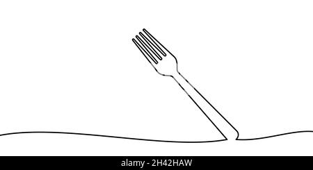 Fork line background. One continuous line drawing of fork. Vector ...