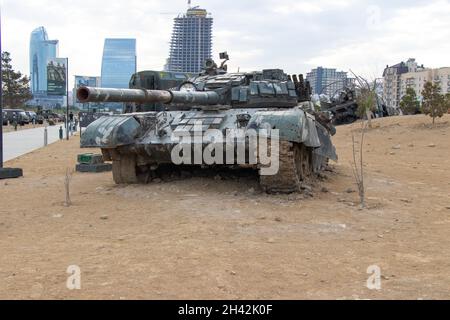 Destroyed Armenian tank during Karabakh war. Russian tank T-72 in The ...