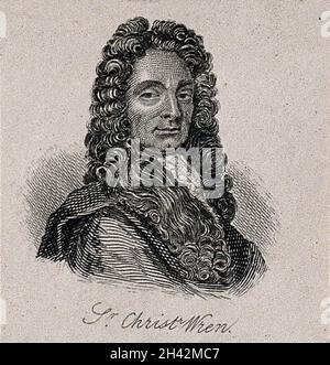 Stipple engraving of Sir Christopher Wren by W. Holl after Sir G ...
