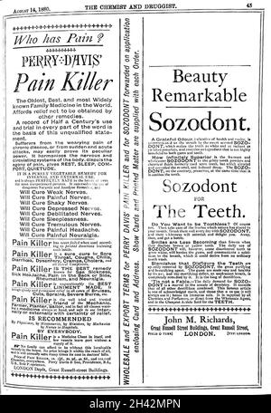 Advertisements from The Chemist and Drugist 1880 Stock Photo - Alamy