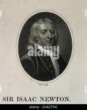 Sir Isaac Newton. Stipple engraving by E. Scriven after J. Vanderbank ...