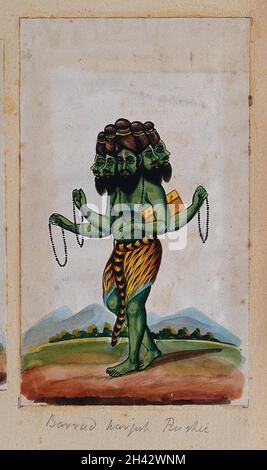 A rishi (Hindu teacher of mystical knowledge) with 'Vishnu' marks on ...